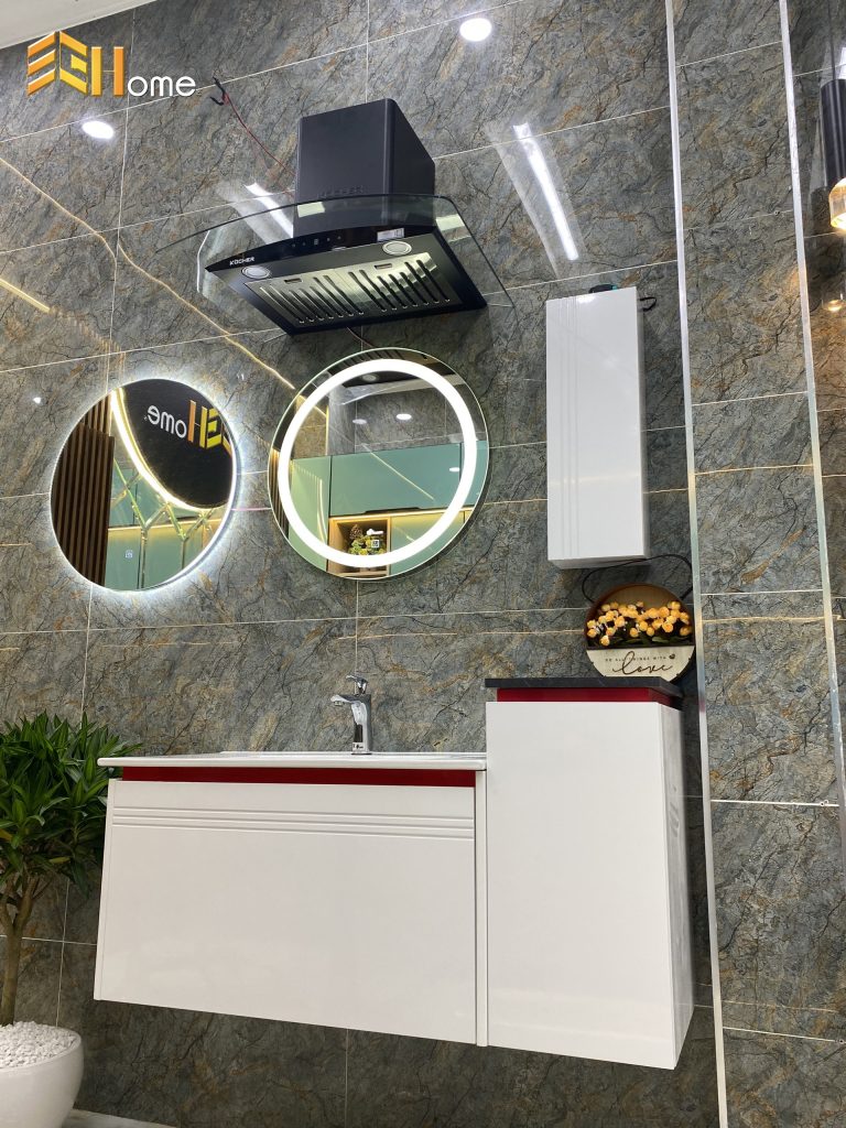Tủ lavabo treo trong nhà tắm trưng bày tại Showroom - THI CÔNG TỦ BẾP ...